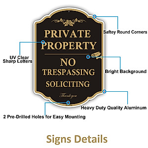 Private Property Sign No Trespassing Sign, No Soliciting Signs, CCTV IP Camera Video Surveillance Warning Metal Signs, 14 x 10 Inches Rust Free Aluminum Metal Sign, 1 Pack
