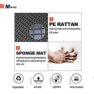 Excited Work 7Pcs Outdoor Patio Wicker Sofa, Garden Sectional Rattan Furniture Set with Coffee Table,Washable Couch Cushions and 2 Pillows