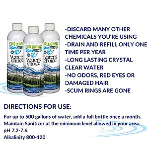 Waters Choice Pure Enzymes for Spas 3 Pack- All Natural Spa Water Care, Hot Tub Cleaner, Premium Water Care, 3 Month Supply, No Harsh Spa Hot Tub Chemicals, Spa Enzymes for Hot Tubs