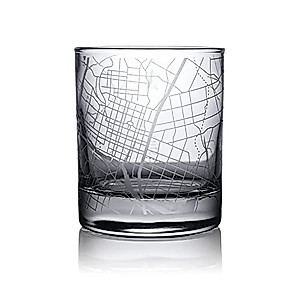 Austin City Map Whiskey Glass, Unique Gift, 10.5 oz