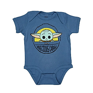 Disney Boys' Star Wars Baby Yoda Creeper Onesies Bodysuits 3 Pack, 3pk Grey-blue-black, 0-3 Months