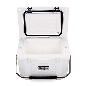 Grizzly 20 Cooler | 20 qt Ice Chest Durable Rotomolded Insulated | Made in USA | Warranty for Life | For Beach Boat Camping Fishing Hunting | G20 | White