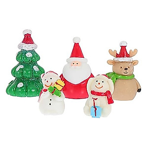 NOLITOY 5 Pcs Christmas Landscaping Ornaments Desk Topper House Decorations for Home Miniture Decoration DIY Snow Globe Figurines Christmas Accessories Snowman Figurines Home Ornaments