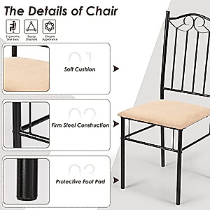 Durx-litecrete 5-Piece Dining Table Set, Vintage Kitchen Table Set with 4 Chairs, Metal Frame, Dining Table and Chairs Set for Kitchen, Restaurant, Café