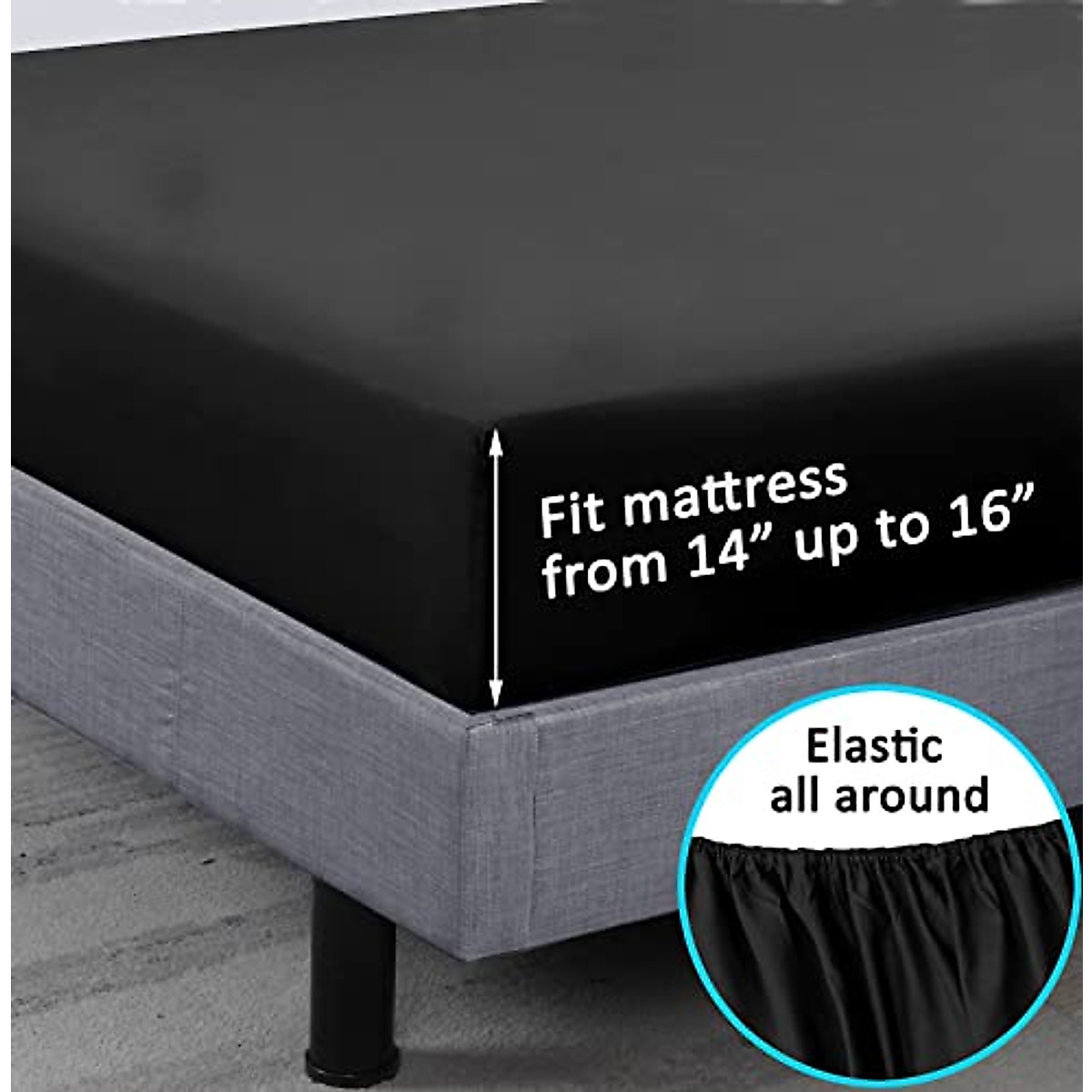 Mejoroom 6Piece Queen Sheet Set - Extra Soft Microfiber 1800 Thread Count Luxury Egyptian Sheets with 16inch Deep Pocket - Wrinkle&Cooling Bed Sheets(Queen, Black Beauty)