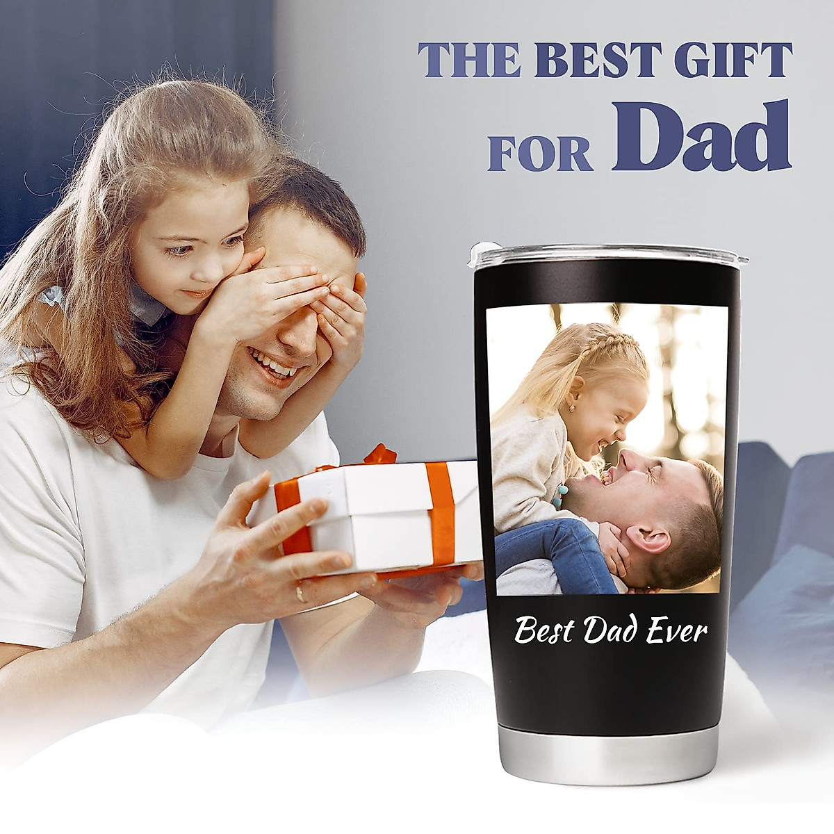 Personalized Coffee Tumbler with Picture Text, Custom 20oz Insulated Stainless Steel Travel Tumbler with Lids, Personalized Travel Mug - Birthday Mothers Day Gifts for Women Men