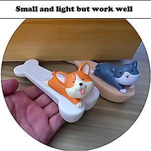 WONIU 2pcs Door Stoppers, 2 Inches Kitty Puppy Small Door Stopper, Cute Cat Dog Animal Door Stops with Strong Friction Silicone Pad, Doorstop Door Wedge for Classroom Office Home, Plastic