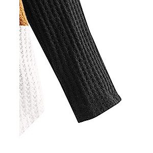 Floerns Women's Plus Size Waffle Knit Shirt Casual Colorblock Long Sleeve V Neck Pullovers Tops Multi 0XL