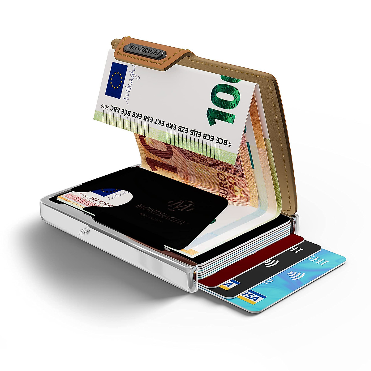 Mondraghi Mini-Wallet and Card Holder Made in Italy CARAMEL