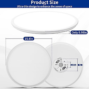 MOONSEA 15.8 Inch Dimmable LED Flush Mount Ceiling Light with Remote, 36W Low Profile Modern led Surface Mount Ceiling Light,Ultra-Thin Round Panel Light for Bedroom Kitchen Living Dining, ETL Listed