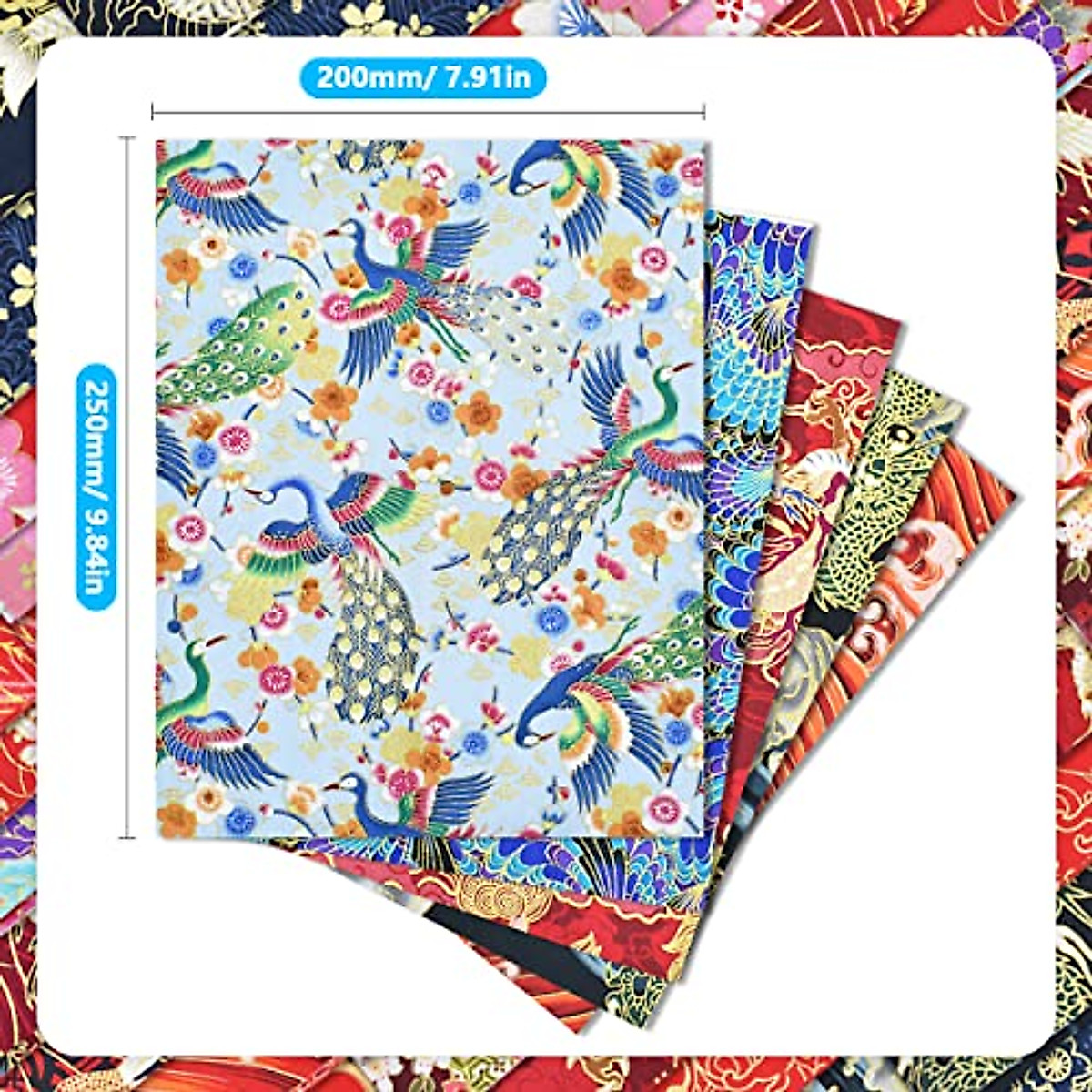 30Pcs 8 x 10 Inch Fat Quarters Cotton Fabric Bundle Squares Patchwork, Japanese Style Printed Cotton Wrapping Cloth Quilting Fabric Bundles for DIY Patchwork Sewing