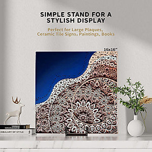 IPAME 4 Pack 8 Inch Large Plate Stands for Display - Metal Square Wire Plate Holder Display Stand + Picture Stand for Book, Platter, Plaque, Photo Easel