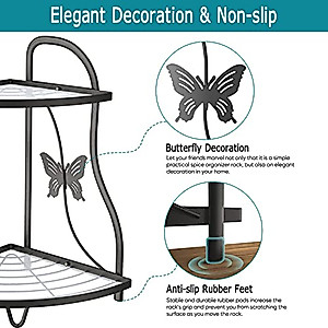 Tamomic 2 Tier Corner Bathroom Sink Organizer Countertop Shelves,Vanity Organizer Trays Shelf Storage with Decor Butterfly,Black