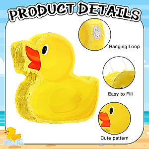 Sotiff Yellow Duck Piñata 13.8 Inch Cute Duck with Piñata Stick and Blindfold Gender Reveal Piñata and Confetti for Boy Girl Baby Shower Beach Pool Birthday Easter Party Decorations