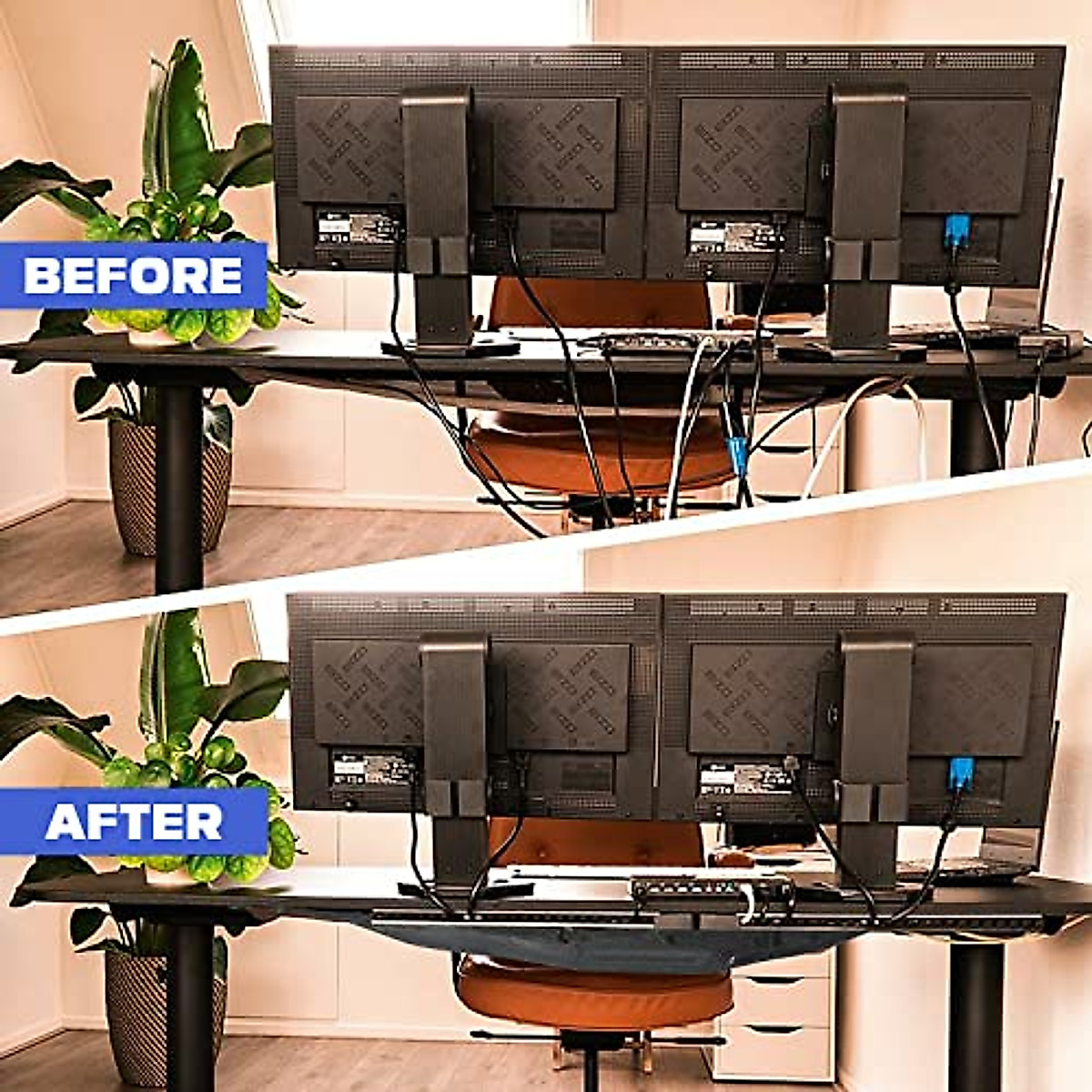 Under Desk Cable Management Net Kit, 27 x 10 in Stretchable Under Desk Cable Management Net, Under Desk Cord Organizer Net, for All Under Desk Cable Management