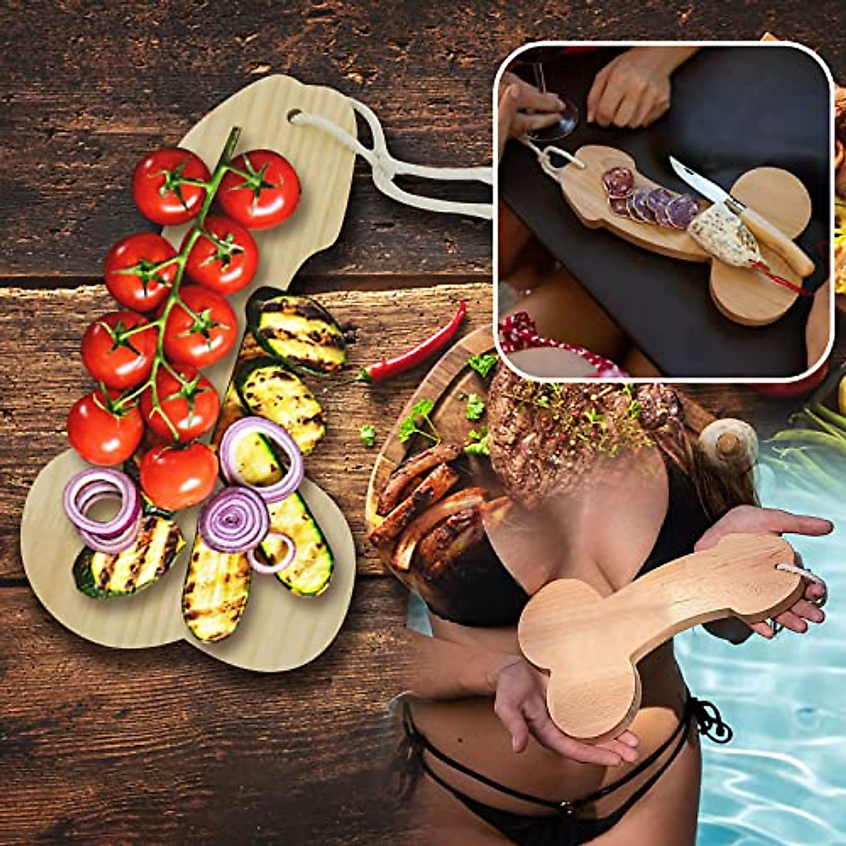 Kitchenware Utensils Set Interesting Wood Cutting Board Fun Farmhouse Gift Large Multipurpose Sustainable Spoof Wood For Cutting Meat And Vegetables Cheese Egg Cooker Pan