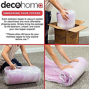 Deco Home 3 Inch Queen Memory Foam Mattress Topper with Relaxing Infused Lavender Scent, Extra Soft, Ventilated Air Flow for Comfortable Sleeping, Reduces Pressure Points, More Restful Sleep