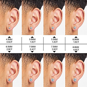 leejory Moissanite Earrings for Men, 0.5ct D Color VVS1 Clarity Round Cut Moissanite Stud Earrings White Gold Vermeil 925 Sterling Silver Stud Earring for Women as gifts