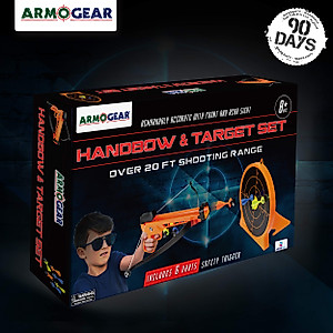 ArmoGear Bow & Arrow Archery Set | Includes Blaster Bow, 6 Suction Darts, Shooting Target | Great Crossbow Toy for Kids | Indoor & Outdoor Play Toy for Kids Boys & Girls