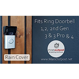 RingDoorbell 1/2/3/4 2nd Gen & 3 Plus Rain Sun Cover Hood Weather Shield Glare Protector No Drilling Needed, Black