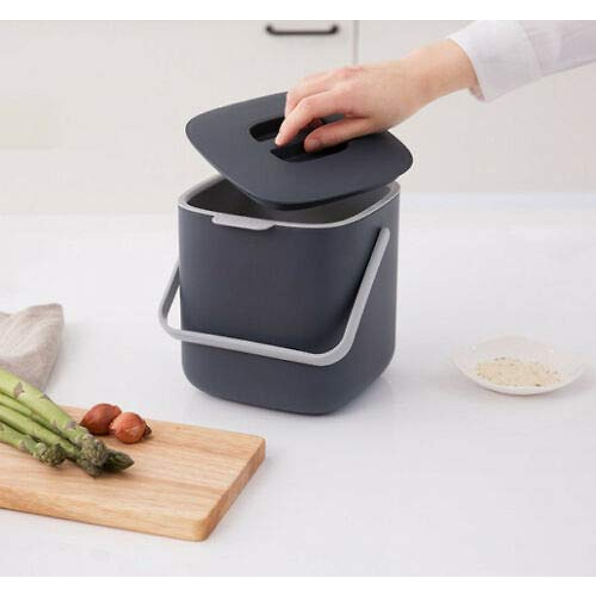 Litem Food Waste Basket Bin W/Handle 2.6L (Dark Gray)