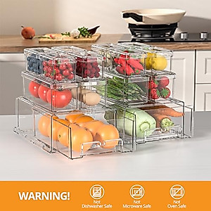 BOICHU Refrigerator Organizers and Storage - 14 Pack Clear Fridge Organizer Bins with Lids and Pull Out Drawers, 3 Size Stackable Fruit Storage Containers for Fridge, Keep Fruit and Vegetable Fresh