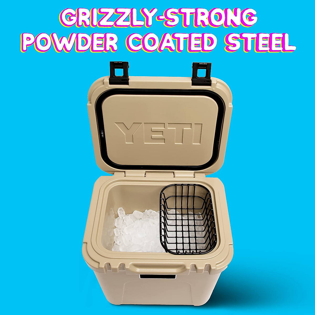 Above Sea Level Cooler Basket for YETI Roadie 24 - Tight Grid, Rock Solid Steel, Compatible with Yeti Ice and Accessories