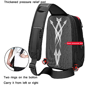 Q QICHUANG Men’s Sling Bag, Crossbody Nylon Shoulder Backpack with USB Charging Port, Vintage Chest Bag Gift for Men (black)