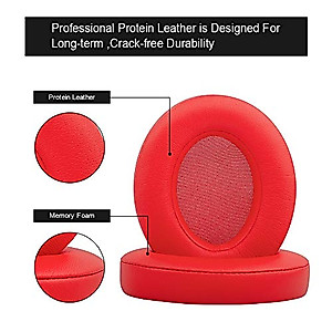FEYCH Beats Studio Replacement Earpads 2 Pieces Noise Isolation Memory Foam Ear Cushions Cover for Beats Studio 2.0 Wired/Wireless B0500 B0501 Headphone & Beats Studio 3.0 (Red)