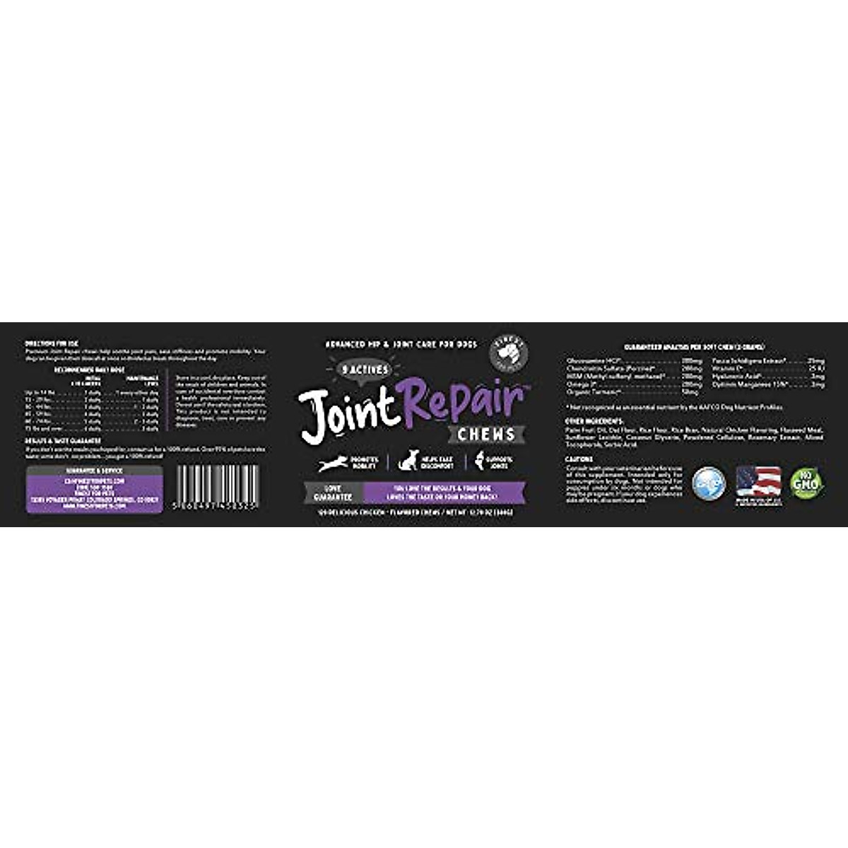 Joint Repair Advanced Hip & Joint Health Supplement for Dogs. Naturally Relieves Arthritis, Pain & Inflammation. Extra Strength Soft Chew Treats with Glucosamine, Chondroitin & MSM Improve Mobility