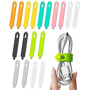 ELFRhino Cord Organizer Cable Straps Clips Wire Ties Earbuds Earphone Headphone Headset Wrap Winder Holder Keeper Manager Management (Set of 18)