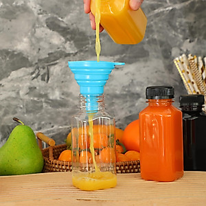 Moretoes Juice Bottles 42pcs 8 Oz Plastic Bottles with Lids, Reusable Clear Juicer Bottles with Black Tamper Evident Caps for Juice, Smoothies, Milk