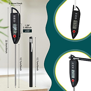 Copkim Waterproof Food Thermometer with Long Probe Digital Meat Thermometer for Water, Liquid, Candle and Cooking Instant Read Thermometer for Kitchen BBQ Grill Candy (Vivid Style)