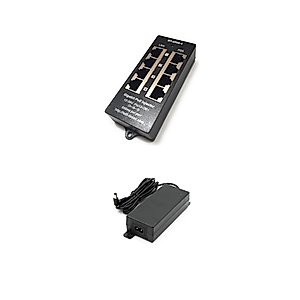 PoE Texas 4 Port PoE Injector - Gigabit Passive Power Over Ethernet and PoE Texas 48v Power Supply - 48 Volt 60 Watt AC to DC Power Supply
