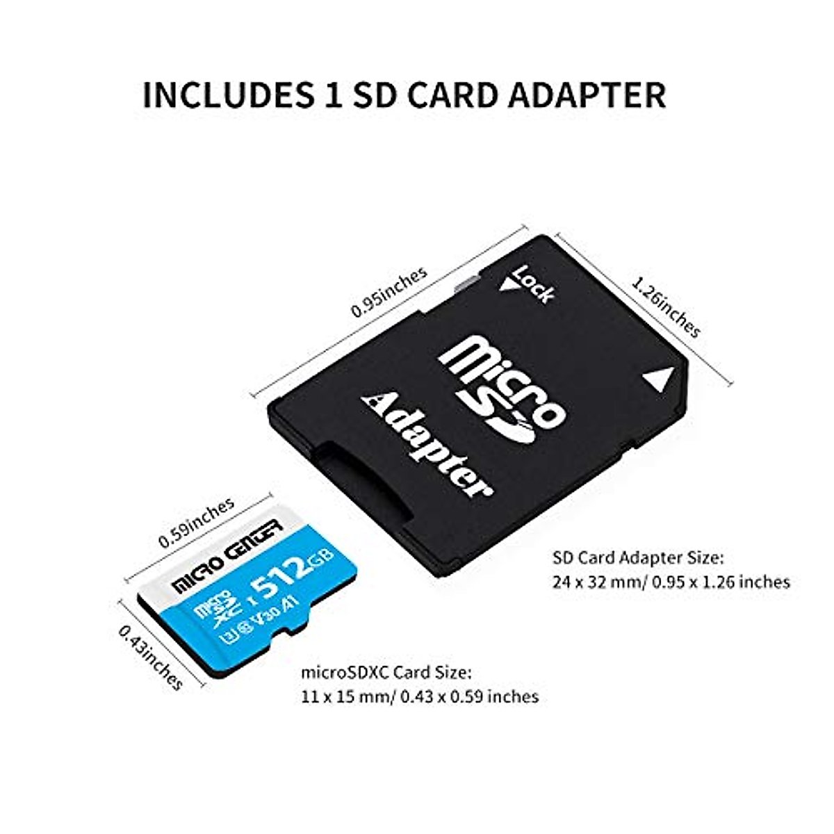 Micro Center Premium 512GB microSDXC Card, Nintendo-Switch Compatible Flash Memory Card, UHS-I C10 U3 V30 4K UHD Video A1 R/W Speed up to 95/80 MB/s Micro SD Card with Adapter (512GB)
