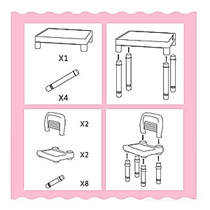 LIRUXUN Children 's Learning Table Chairs Set Kids Gaming Learning Tables Chair PP Table Cute Toy Game Table Desk for Girs Boy
