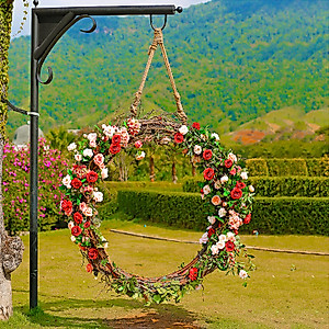 Yebazy 2PCS(15FT) Rose Garland Red Roses Vine Artificial Flowers Plants for Hotel Wedding Home Party Garden Craft Art Decor (Red)