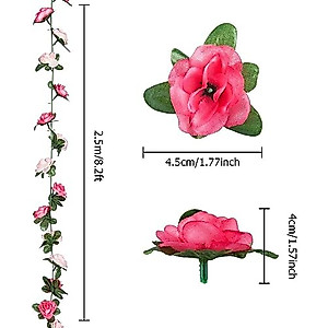 Miracliy 2 Pack 16.4 FT Artificial Flower Hanging Flower Wall Fake Vines Rose Ivy Home Wedding Party Garden Room Décor