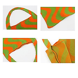 Woven Tote Bag, Knitted Messenger Bag Wavy Striped Shoulder Bag Underarm Colorblocking Women'S Bag (blue-green)