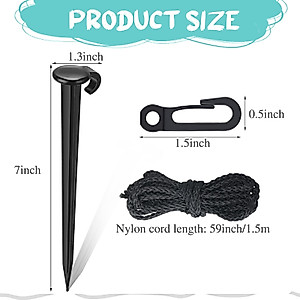 16 Sets Canopy Stakes with Nylon Ropes and Hook Tent Plastic Beach Tent Pegs Heavy Duty Tent Ground Anchor Stakes Outdoor Inflatables Stakes Tents Spikes for Garden Camping Lawn, 7 Inch