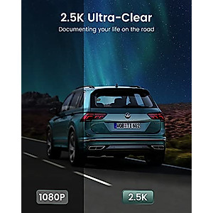 Car Camera 2.5K UHD Dash Cam, WiFi Dash Camera for Cars, Front Dashcam for Cars with Super Night Vision, WDR, 170°Wide Angle, Loop Recording, G-Sensor, 24 Hours Parking Monitor, APP, Support 128GB Max