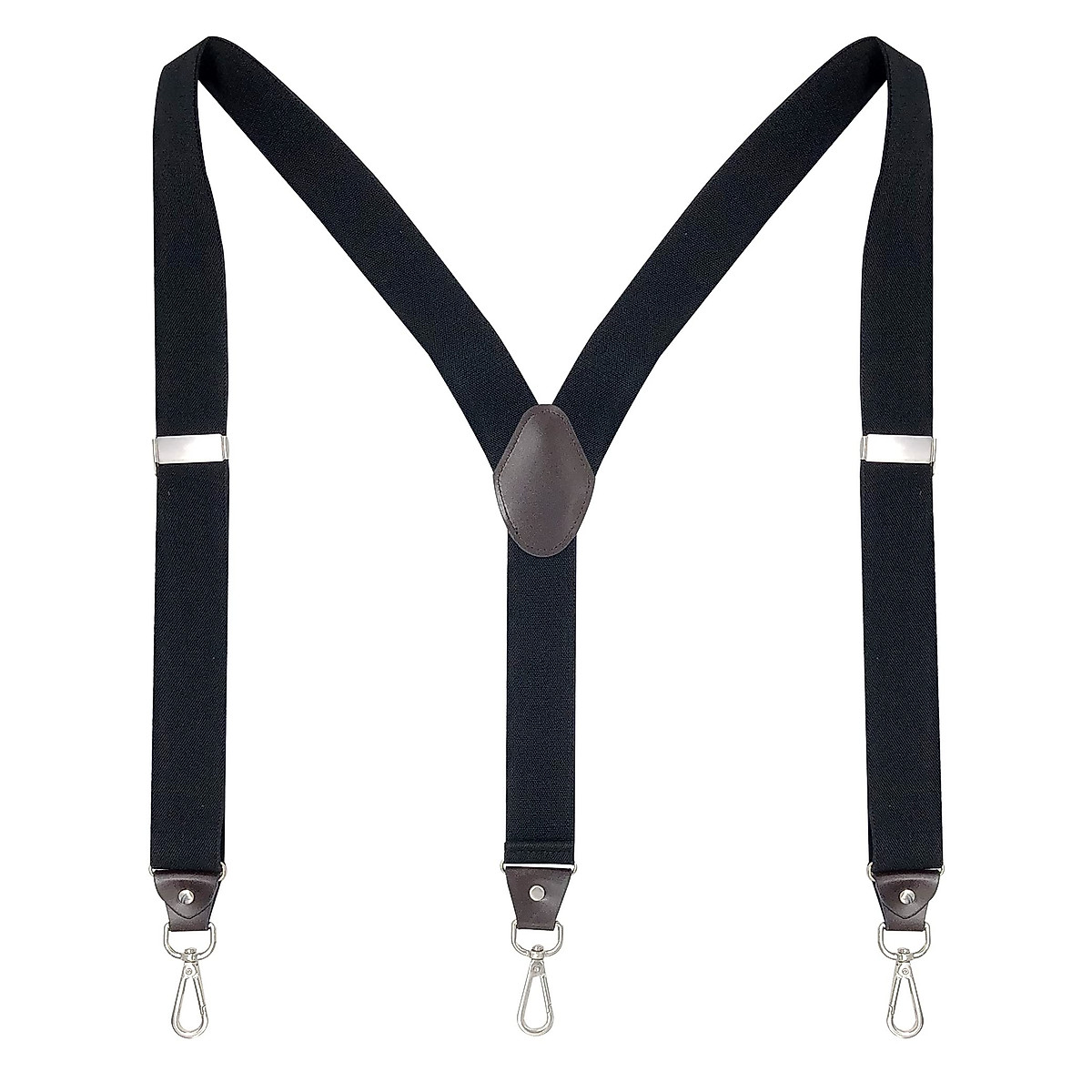 Men's Suspenders with Swivel Hooks and Elastic Straps Y-back, for Heavy Duty, Big and Tall (Black)