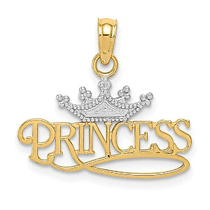 IceCarats 14K Yellow Gold Royal Princess Crown Necklace Charm Pendant 21mm Only