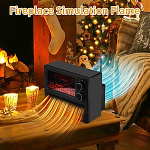 Ebhako Small Space Heater Fireplace, Small Electric Fireplace Heater for Indoor Use, Realistic 3D Flame, Safety Protection, 1000W Portable Mini Space Heater for Office, Under Desk, Bedroom, Home
