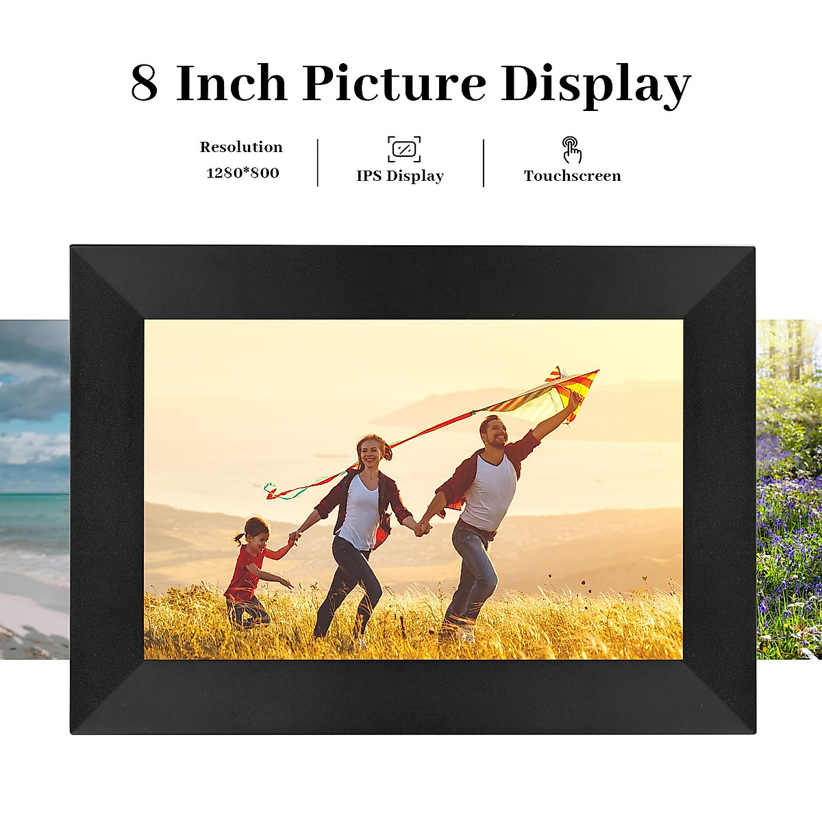Anna Bella Digital Picture Frame 8 Inch WiFi Digital Photo Frame IPS HD Touch Screen, Smart Cloud Photo Frame with 16GB Storage Share Photos and Videos Via AiMOR App Anytime Anywhere