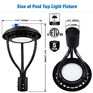150W Led Post Top Lights with Photocell, ETL&DLC Listed 21000Lm 5000K LED Circular Area Pole Light [800W Equivalent] IP65 Waterproof Outdoor Street Garden Pathway Yard Parking lot Lighting Parking Lot