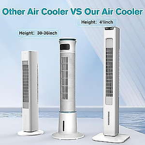 41'' Portable Air Conditioners, 3-1 Evaporative Air Cooler w/Remote, 15H Timer, 90° Swing, Portable AC with 1700ML Water Tank, 8 Ice Boxes, 3 Modes 3 Speeds Cooling Tower Fan For Room Home Office