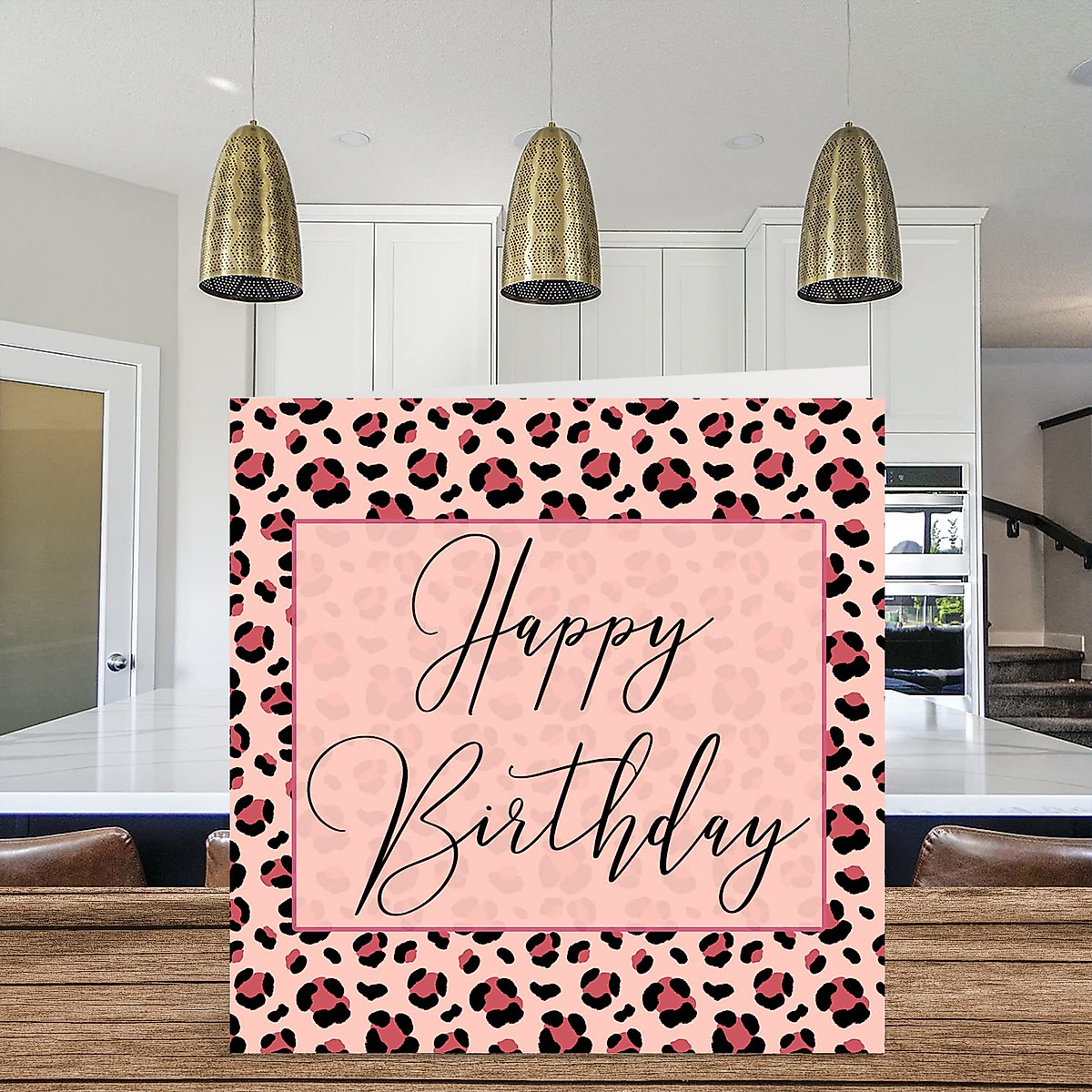 Glamorous Birthday Cards for Women Her - Pink Leopard Print - Pretty Best Friend Happy Birthday Card, 5.7 x 5.7 Inch Female Ladies Fashion Greeting Cards for Mom Daughter Nan Grandma Aunt Cousin