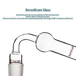 stonylab Glass 75 Degrees Drying Tube, Borosilicate Glass Bent Drying Tube Adapter with Inner 24/40 Standard Taper Joint for Organic Synthesis Chemistry Laboratory Lab Supply, Angled at 75 Degrees