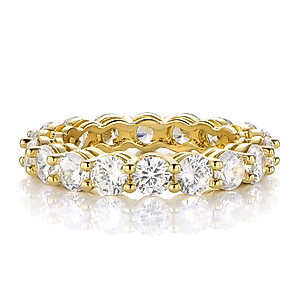 Gemsme 18K Yellow Gold Plated Tennis Necklace/Bracelet/Earrings/Band Ring Sets Pack of 4 (8)